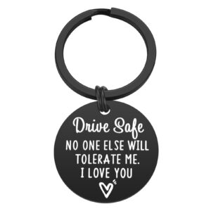 ijuqi drive safe keychain boyfriend gifts - valentine's day gifts for him men funny new driver keyring cute boyfriend husband gifts from girlfriend wife