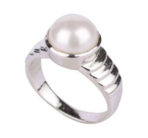 natural certified pearl stone, 92.5 sterling silver white pearl astrology & purpose, statement ring by jewelleryhub (12.00 carat)