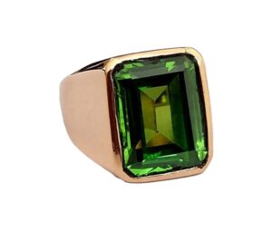 natural greenish peridot gemstone 925 sterling silver gold plated ring/anguthi for men and women's by jewelleryhub (5.00 carat)