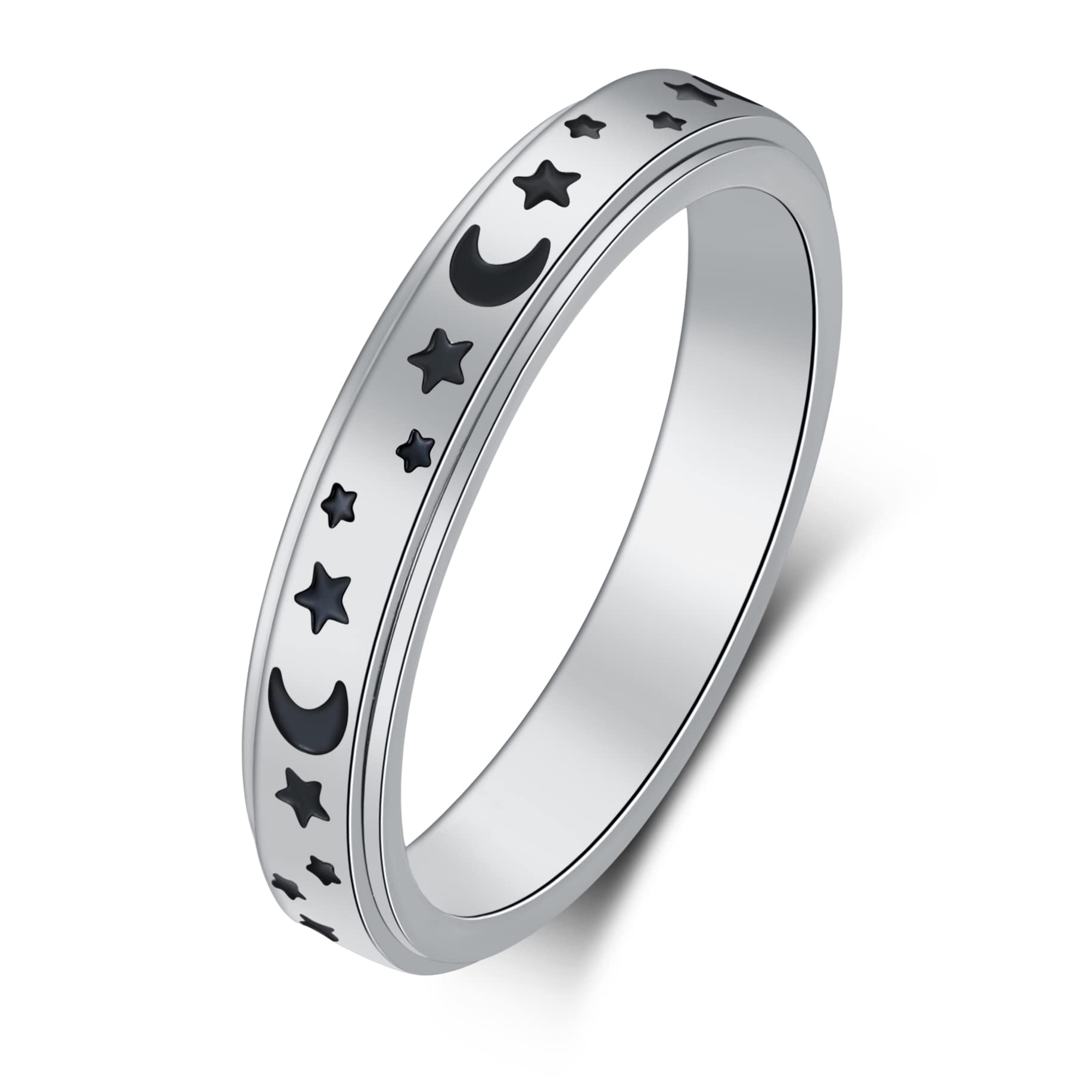 LuckyAmor Spinner Ring for Women Anxiety Relief, Metal, No Gemstone