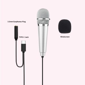 USB C Mini Karaoke Microphone for Android Phone, Laptop, Tablets Small ASMR Microphone for Voice Video Recording Singing, Vlogging, Podcasting YouTube (1 PCS Rose Golden)