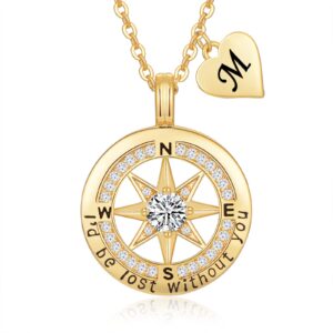 peeshow compass initial necklaces for women gifts for wife her valentines gifts for girlfriend mom on birthday anniversary mothers day christmas-m