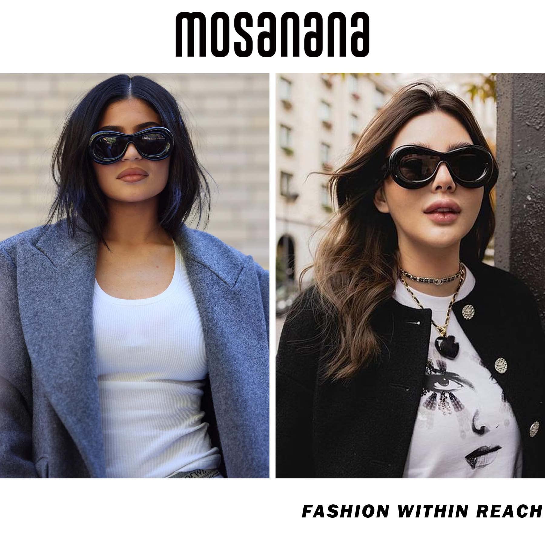 mosanana Inflated Bubble Y2k Oval Sunglasses for Women Trendy Cool Cute Funky Fashion Retro Vintage Black Baddie Dark Stylish 90s Aesthetic 2000s Ladies Chunky Thick Sun Glasses Shield Shade KAIA