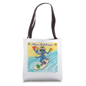 macarthur - surfing pyramid text goddess tote bag