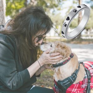 LuckyAmor Spinner Ring for Women Anxiety Relief,4mm width Puppy Pet Lovers Paw Print Ring Heart Ring Stainless Steel Fidget Rings for Anxiety for Women Stress Relief,Size 6-10 (8, Silver)