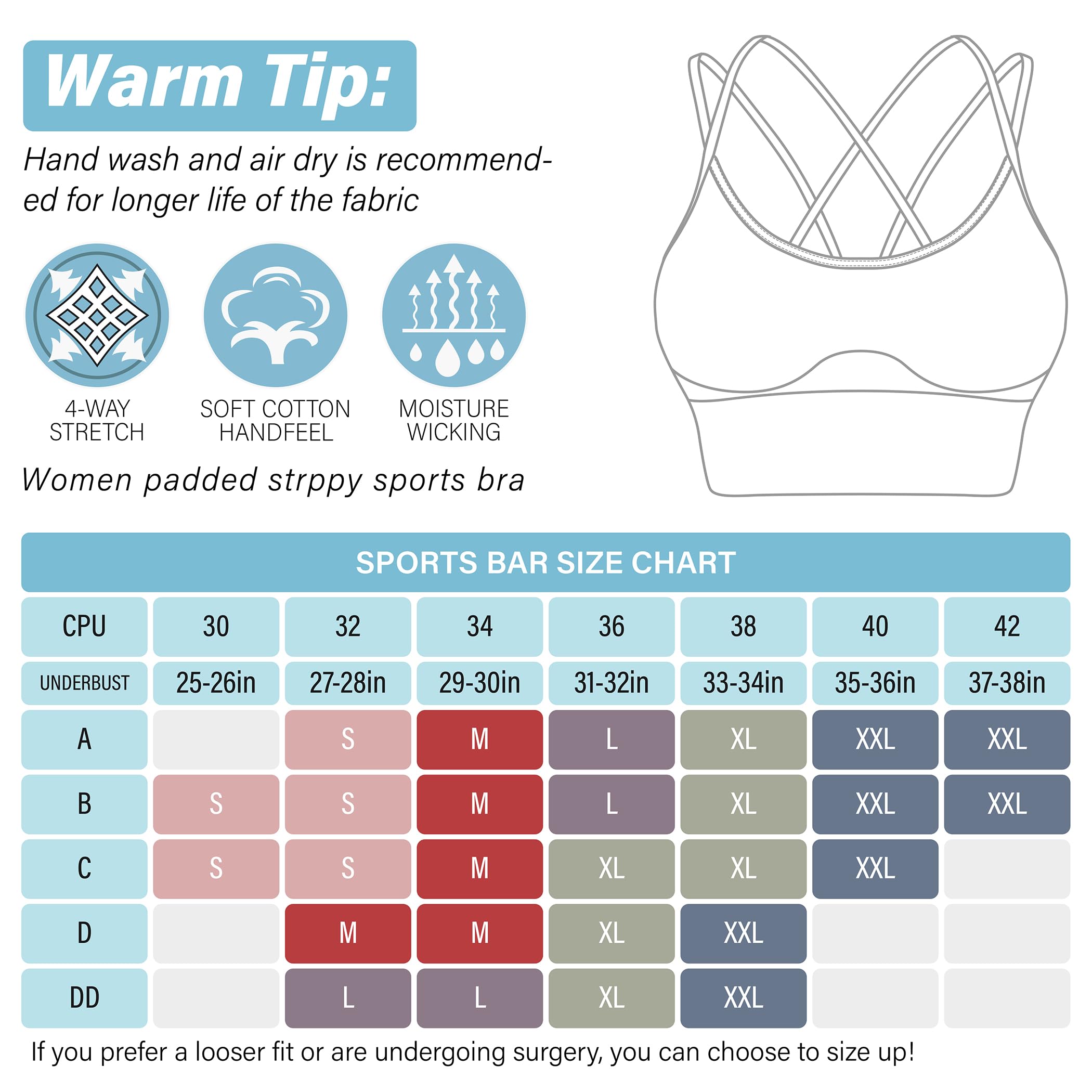 Padded Sports Bras for Women Strappy Cross Back Yoga Bras Pack for Workout Fitness Running Gym Low Impact Top