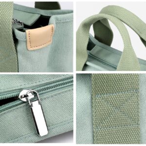 Women's canvas handbag Multi -capacity canvas bag Hobo Cross shoulder bag hand -grabbing wallet Green