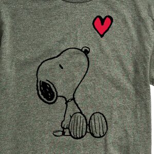 HYBRID APPAREL - Peanuts - Valentine's Peanuts Snoopy Heart - Men's Short Sleeve Graphic T-Shirt - Size Medium Heather Military Green