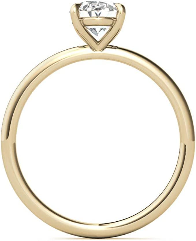 CUSTOMIZE JEWELS 3.00 Carat -10x8 mm Brilliant Oval Cut Moissanite Solitaire Engagement Ring with Plain Band 14k Yellow Gold,D-VVS1 (5.5)