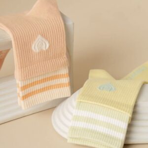 muyiJIA 5 / 10 / 20 / 40 / 60 Pairs Women Cute Heart Combed Cotton Socks Knit Soft Ankle Socks Stylish Crew Socks Girls (5 Pairs Combo)