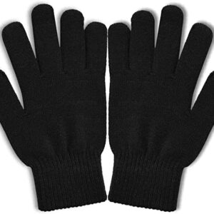 UWEIDOIT 3 Pairs Black Knit Gloves, Winter Magic Gloves, Warm Gloves for Adults, Stretchy Warm Knit Gloves For Men Women