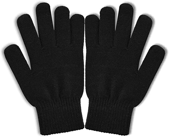 UWEIDOIT 3 Pairs Black Knit Gloves, Winter Magic Gloves, Warm Gloves for Adults, Stretchy Warm Knit Gloves For Men Women