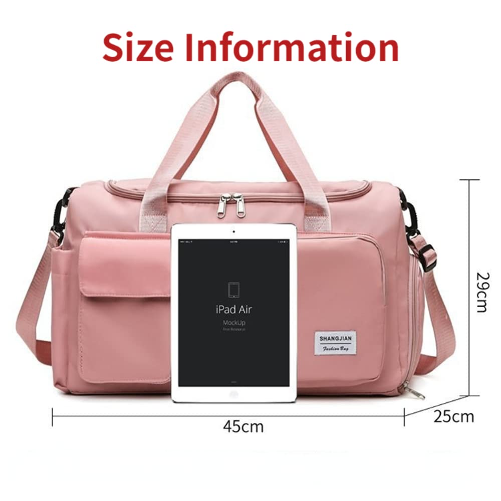 Aesthetic Pocket Cute Gym Bag for Women Sports Tote Travel Bags Carry On with Shoe Compartment for Weekender Tennis Baseball Yoga School