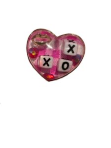 betsey johnson chunky fuchsia pink resin heart ring xox and gingham size 8 nwt valentine's day gift idea mother's day xmas christmas present love heart