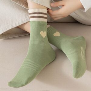 muyiJIA 5 / 10 / 20 / 40 / 60 Pairs Women Cute Heart Combed Cotton Socks Knit Soft Ankle Socks Stylish Crew Socks Girls (5 Pairs Combo)