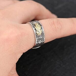 SLINHEWEI 2023 Feng Shui Pixiu Mantra Ring, Anillo Pixiu Feng Shui Ring for Men Women,Ring Adjustable For Wealth And Protection Good Luck Money Amulet, Buddhist Heart Sutra Ring (Multicolor)