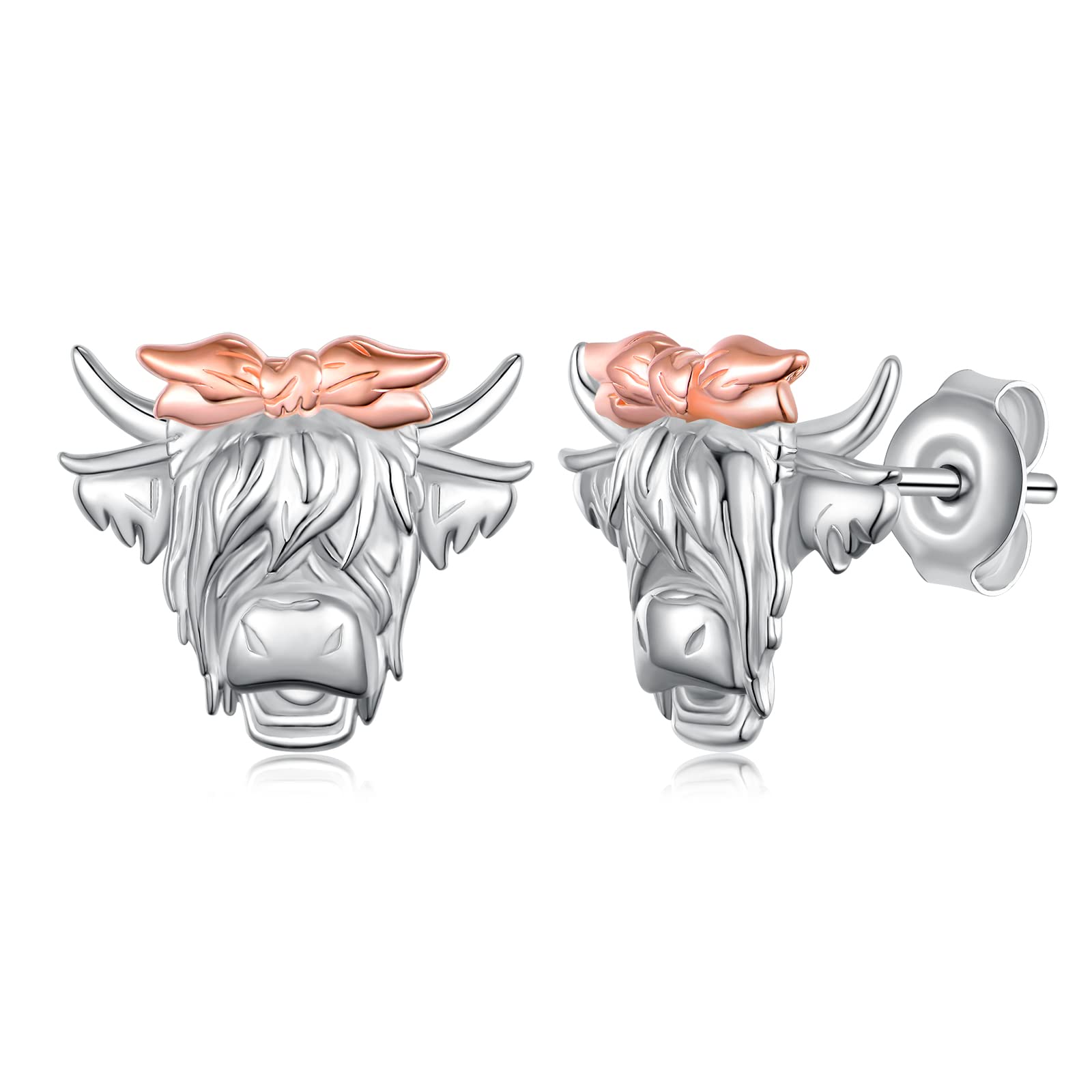 Highland Cow Earrings for Women 925 Sterling Silver Cow Stud Earrings Western Cow Boho Cow Earrings Jewelry Gifts for Women Animal Lover