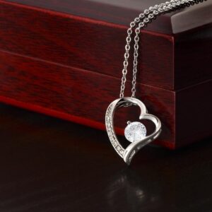 Regalo Para El Amor De Mi Vida Regalo Para Esposa Aniversario De Matrimonio Collar De Corazon Joya Para Mujer Regalo de Esposo Para Esposa Con Caja De Regalo y Tarjeta Mensaje Personalizado De Amor Incuido (14k White Gold Finish/Luxury Gift Box w/LED)