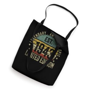 80th Birthday Vintage 80 Year Old Est 1943 Limited Edition Tote Bag