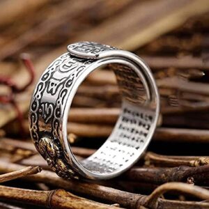 SLINHEWEI 2023 Feng Shui Pixiu Mantra Ring, Anillo Pixiu Feng Shui Ring for Men Women,Ring Adjustable For Wealth And Protection Good Luck Money Amulet, Buddhist Heart Sutra Ring (Multicolor)