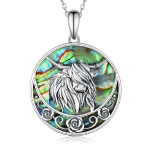 highland cow necklace for women 925 sterling silver cow pendant jewelry cow gifts unique funny birthday gifts for animal cow lover