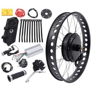 tqshoop 26" e-bike conversion kit, 48v 1500w electric bike rear wheel hub motor conversion kit with lcd display, electric bicycle hub motor kit for fat tire