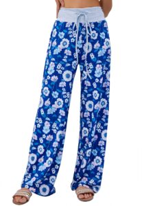 x-image womens plus size yoga sweatpants wide leg pajamas pants comfy drawstring workout joggers pants flower, xxx-large