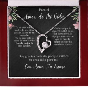 regalo para el amor de mi vida regalo para esposa aniversario de matrimonio collar de corazon joya para mujer regalo de esposo para esposa con caja de regalo y tarjeta mensaje personalizado de amor incuido (14k white gold finish/luxury gift box w/led)