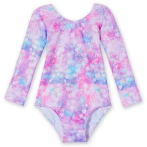 Domusgo Leotards for Girls Gymnastics Size 7-8 Years Old Shiny Rainbow Loves Outift Sparkle Cute One-Piece Nenon Love Heart Leo for Kids Gym Exercises