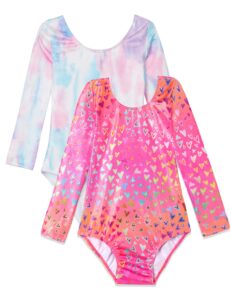 domusgo kids leotards gymnastics size 6-7 years old sparkly long sleeve scrawl outfit shiny nenon love heart tank for usa kid workout sports