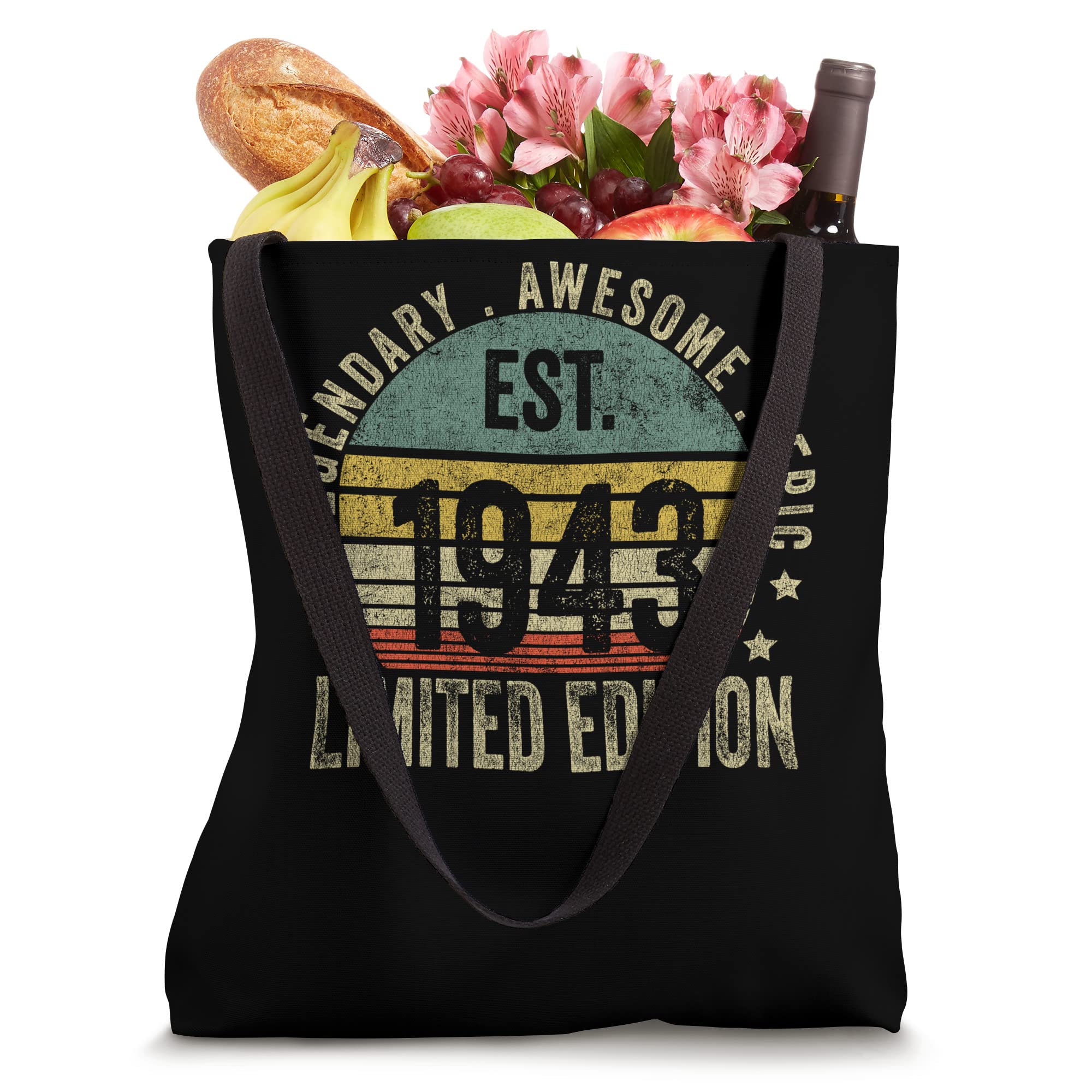 80th Birthday Vintage 80 Year Old Est 1943 Limited Edition Tote Bag