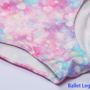 Domusgo Leotards for Girls Gymnastics Size 7-8 Years Old Shiny Rainbow Loves Outift Sparkle Cute One-Piece Nenon Love Heart Leo for Kids Gym Exercises