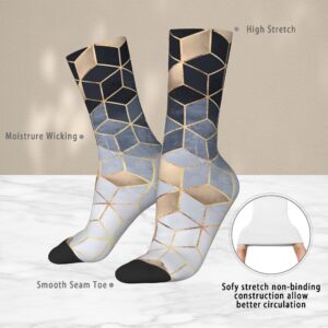 AOWULA Gradient Black Grey Cubes Socks for Men/Women Gift Novelty Crew Funny Crazy Tube Socks