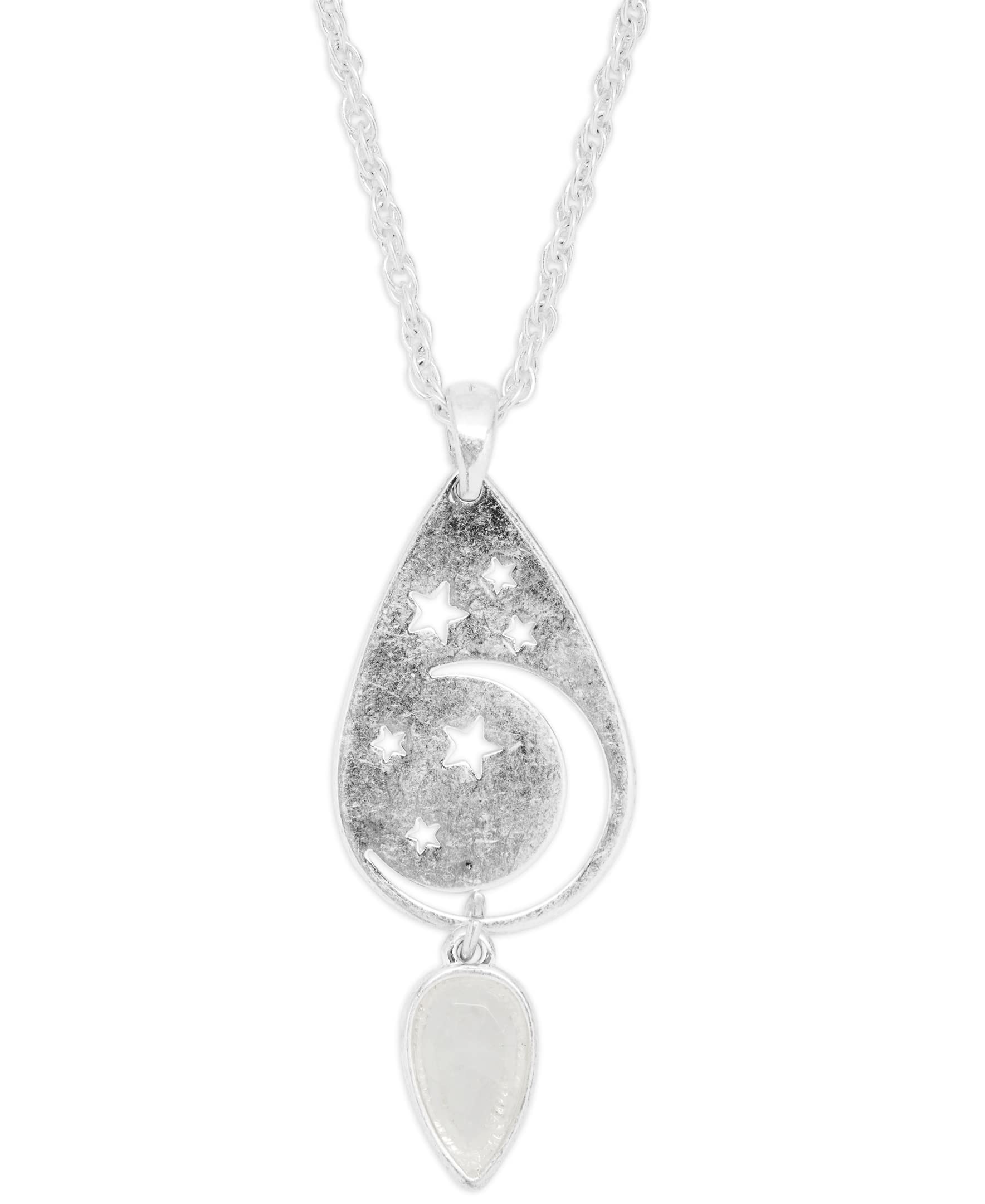 Lucky Brand Moon Openwork Pendant Necklace, Silver, One Size