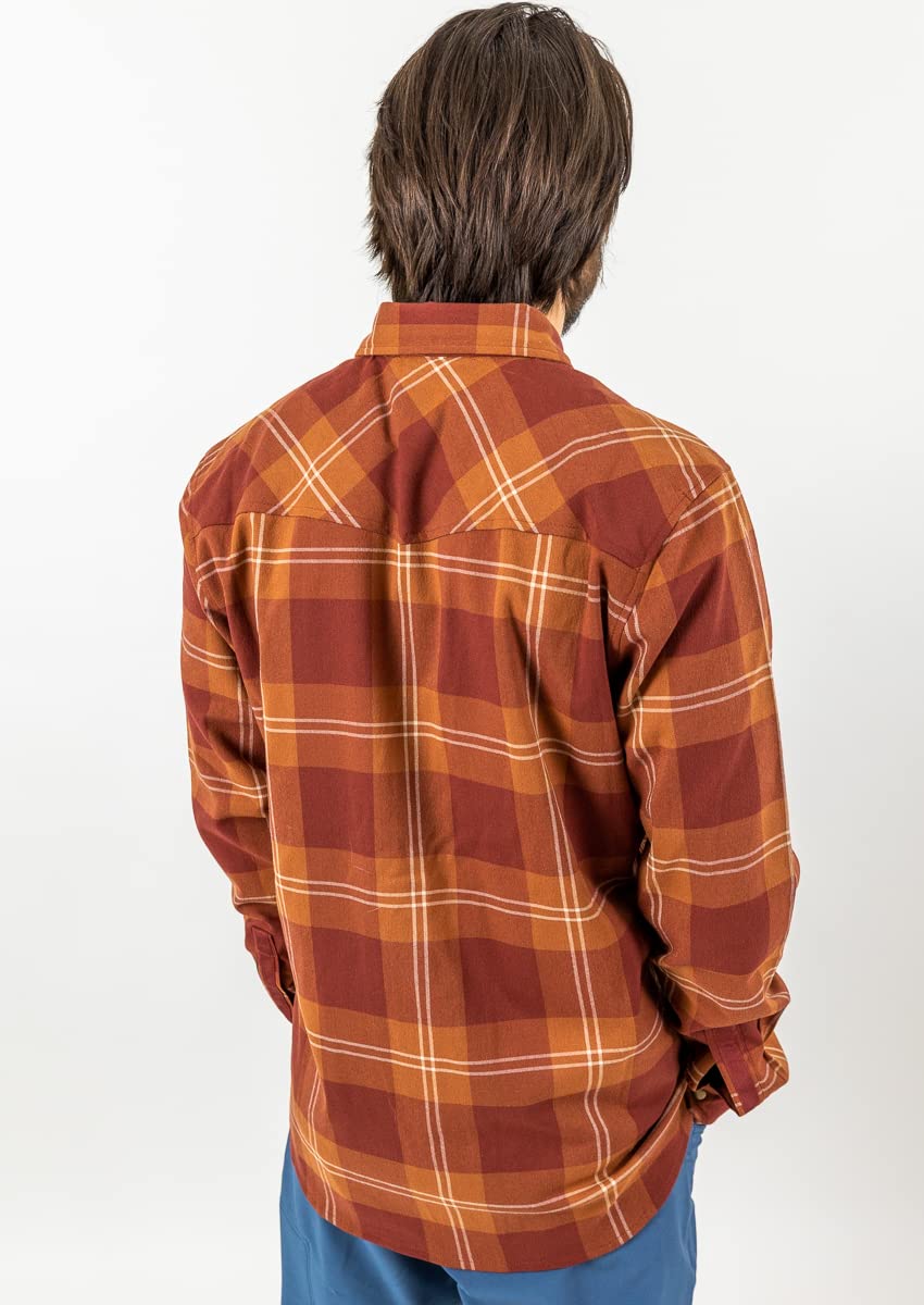 Club Ride Men's Griffin Flannel Shirt Jacket - Rugged Elegance, All-Day Comfort - Ideal for Biking and Casual Wear - Spiced Auburn - Large