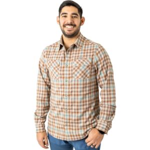 club ride men's daniel flannel shirt - versatile outdoor shirt - ideal for hiking, biking, and casual wear - mocha cream - large