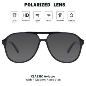 mosanana Aviator Sunglasses for Women Men Black Polarized Trendy Cool Cute Funky Fashion Retro Vintage Stylish Ladies Aesthetic Pilot Baddie Dark Sun Glasses Double Bridge Personalized Shade CHARMER