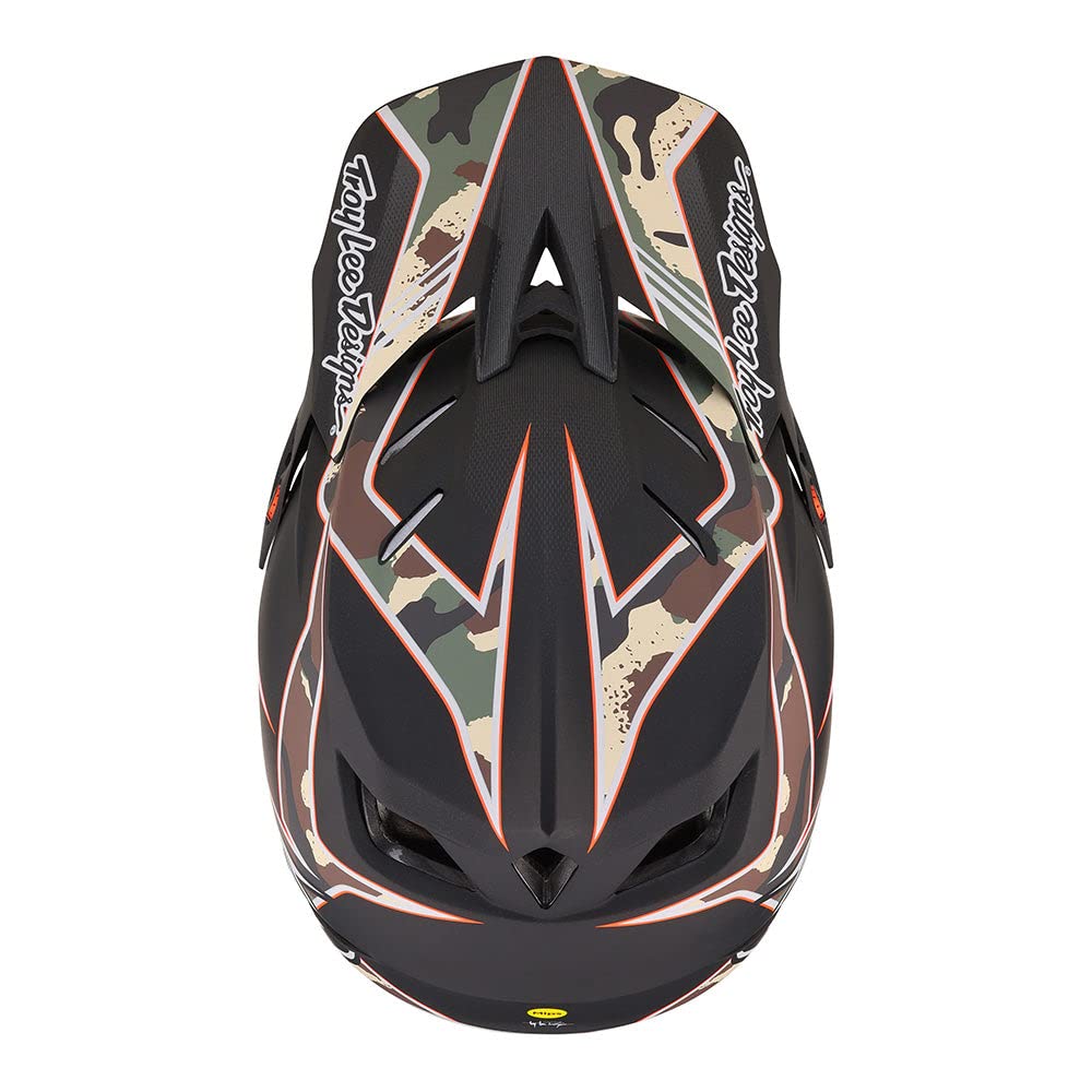 Troy Lee Designs Downhill D4 Composite Matrix Camo Full Face Bicycle Helmet for Max Ventilation Lightweight MIPS EPP EPS Racing Downhill BMX MTB DH - Adult Mens Womens Unisex (Army Green, XS)