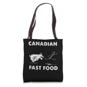 canadian fast food funny bear hunter tote bag