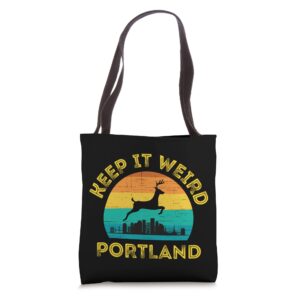 vintage keep it weird portland oregon tote bag