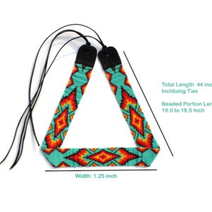 Weavish Beaded Hatband With Cuff Bracelet Native American Style Southwestern Cowboy Rode Handmade Head/Hat Band Collection (Turquoise)