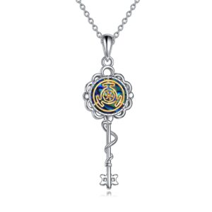 yfn hecate necklace for women 925 sterling silver wheel of hecate pendant neckalce wiccan pagan goddess symbol necklace pagan jewelry gifts for women