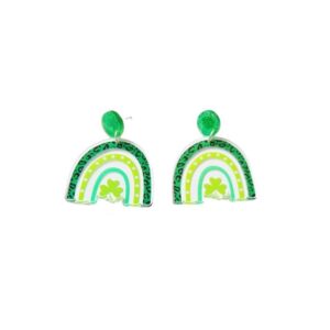 st patrick's day earrings for women irish shamrock dangle earrings green clover hat horseshoe drop earrings good luck st patty's accessories