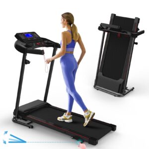 obensky electric folding treadmill with incline, exercise walking machince for apartment home/office jogging, compact foldable treadmill,12 preset program