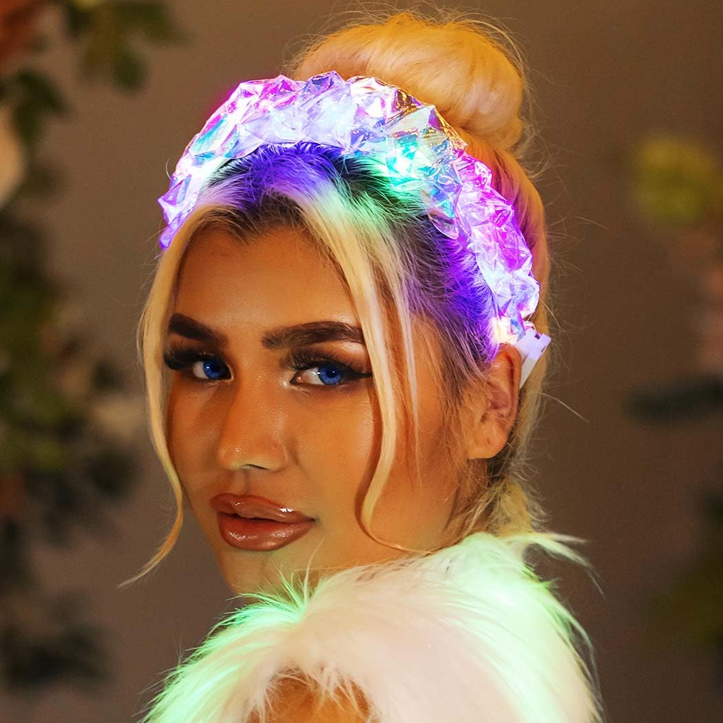 BARTOSI Light Up Headbands LED Glowing Headband Flash Hair Band Laser Hair Hoop for Nightclub Party Festival Costume Headwear Rave Hair Accessories for Women and Girls