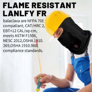 LANLFY 2PACK FR Balaclava Welding Hood 100% Cotton Full Face Cover HRC2 Neck Mask Protector (Black-2pack)