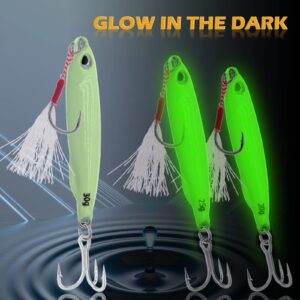 Luminous Fishing Jigs Spoons Lures, Metal Long Casting Jigging Spoon Lure Vertical Hard Swimbait for Walleye Bass Trout Freshwater & Saltwater (5pcs 0.35oz 0.53oz 0.7oz 1.06oz & 1.41oz)