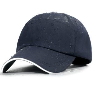 mens waterproof baseball cap womens rain hat foldable outdoor running sun fishing hat navy blue