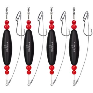 thkfish catfish float rigs,catfish rattling line float for santee rig,catfish tackle rattling cork eva foam peg floats bait rigs, bobbers with double hooks 4pcs 2.5in 3in