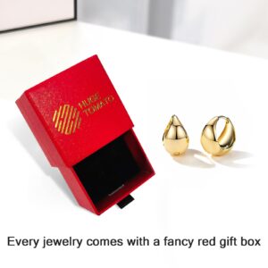 Huge Tomato Chunky Gold Hoop Earrings 18K Gold Plated Chunky Huggie Earrings for Women Gold Glossy 0.63in*0.39in